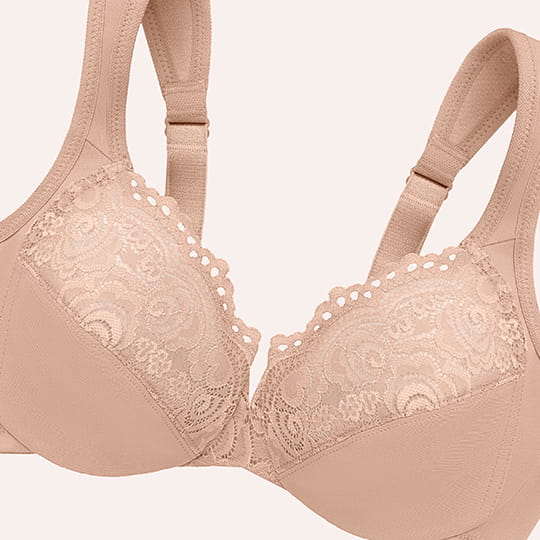 Low Cut WonderWire Lace Bra Black | Glamorise